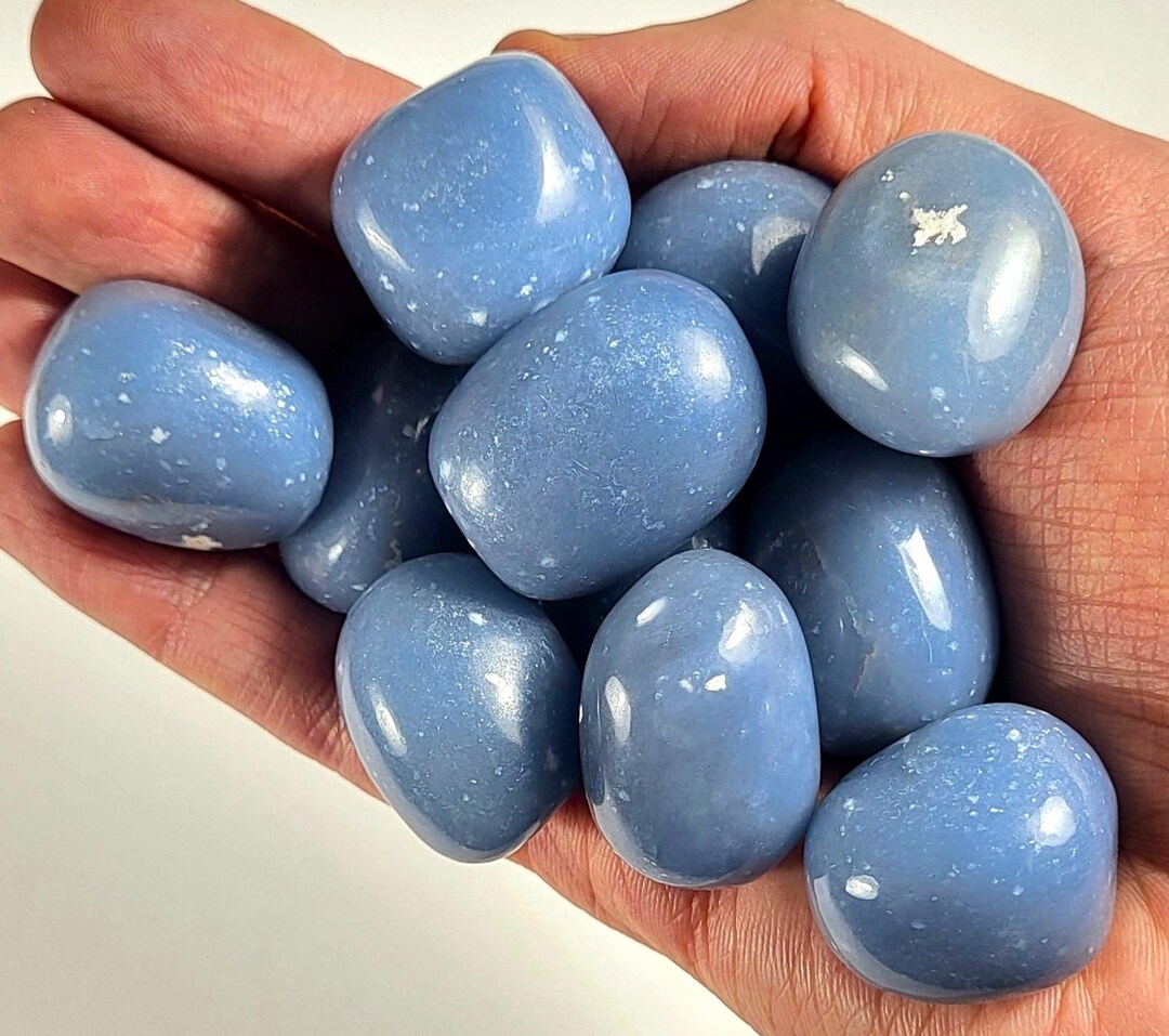 3pcs Blue Angelite Angel Angelic Stone Pebbles Polished Natural ...