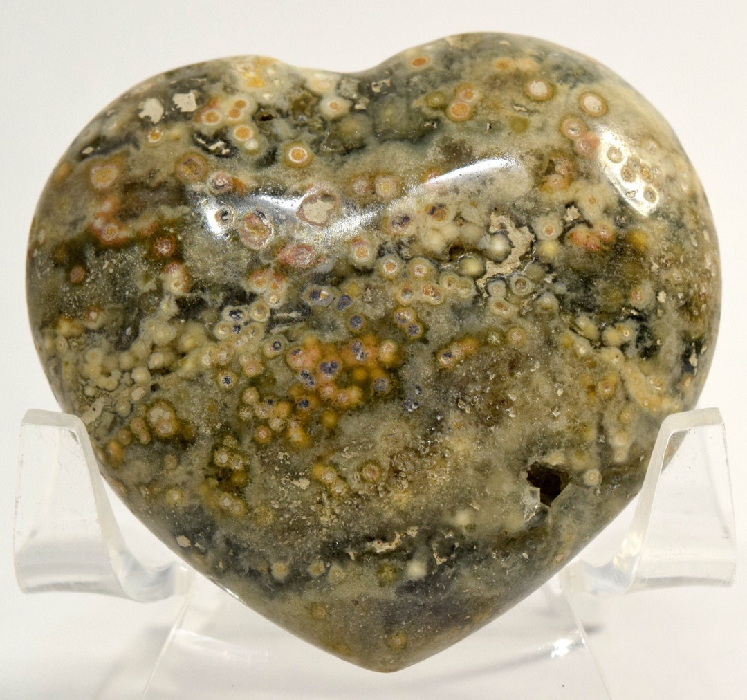 Marvelous Multicolor Orbicular Orbs Ocean Jasper Puffy Heart Polished ...