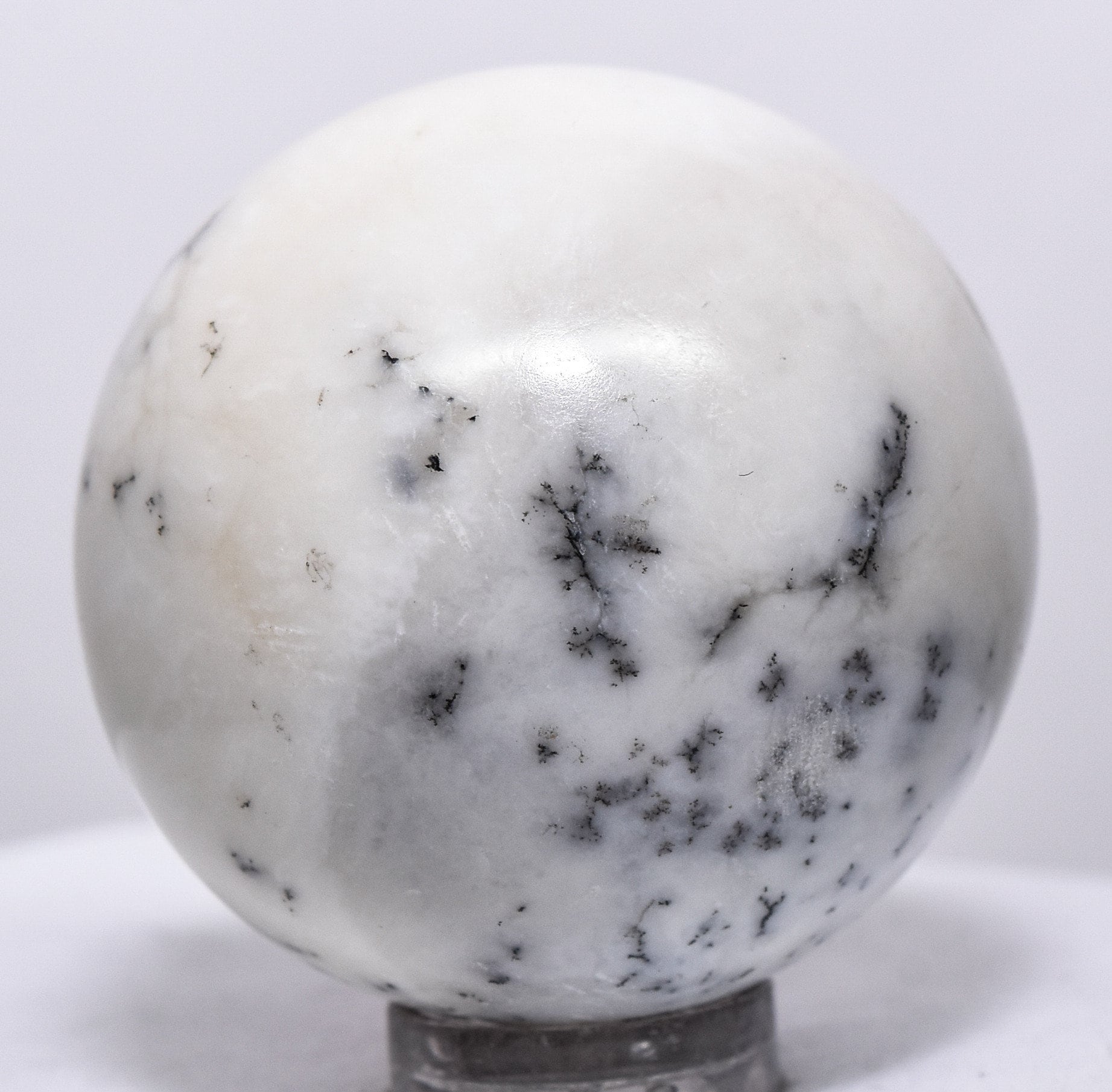 Home & Living White Dendrite Agate w/ Inclusions Carved Sphere Polished ...