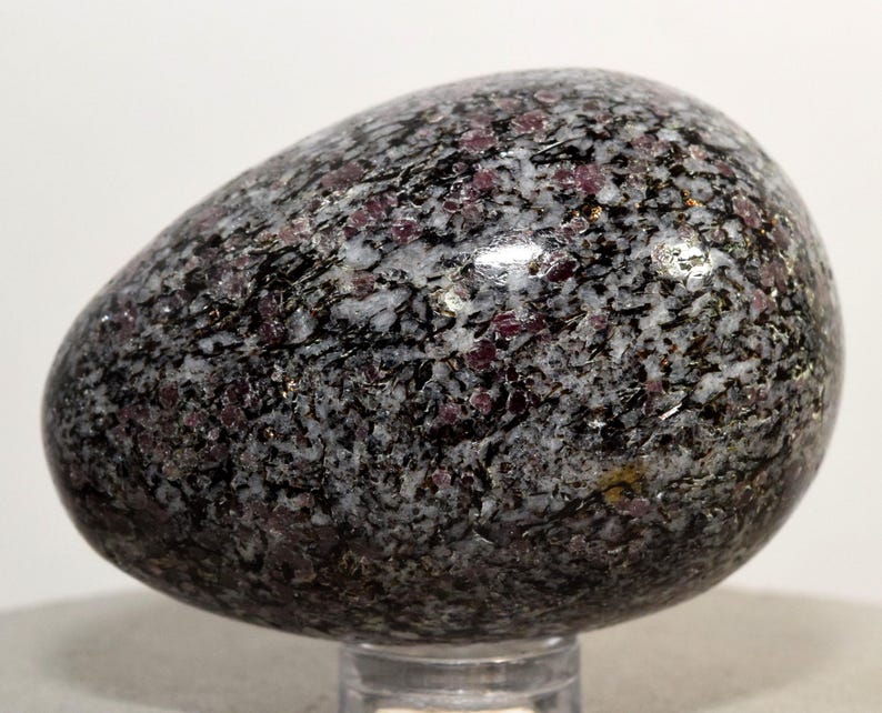 Red Ruby Spinel in Sparkling Biotite Matrix Carved Egg Polished 52mm ...