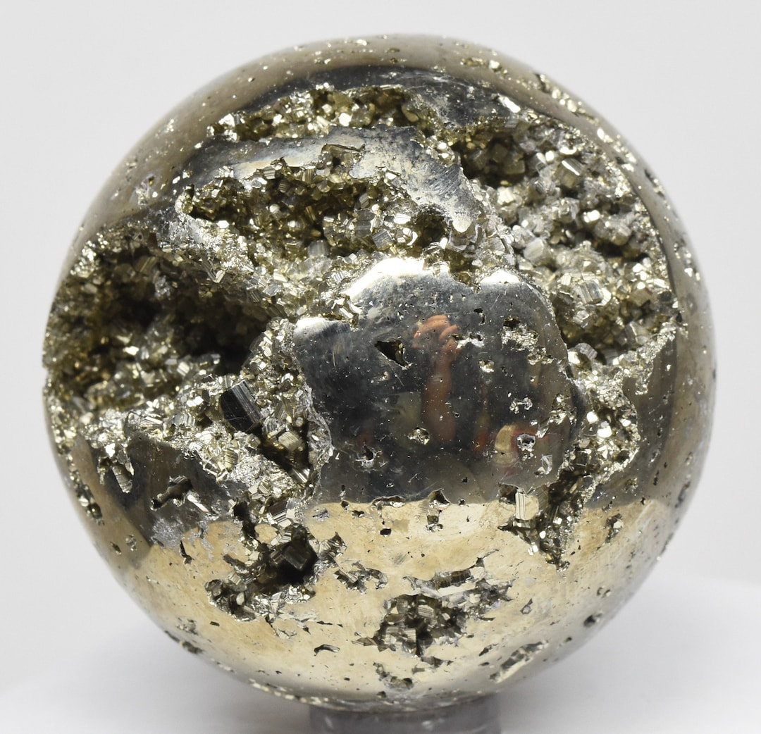 Golden Iron Pyrite Geode Carved Sphere Polished 55mm 390g - Etsy