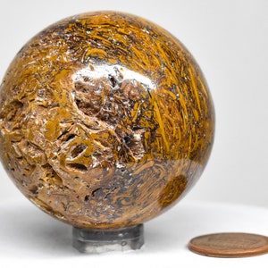 Calligraphy Script Stone Mariam Jasper Carved Sphere W/ Open Druzy ...