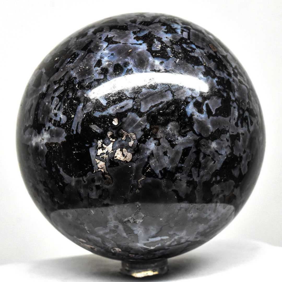 Indigo Gabbro / Blizzard Stone Carved Sphere Polished Large 84mm 2 ...