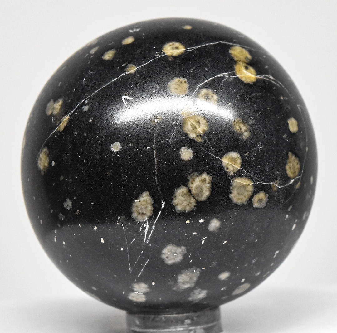 Scapolite in Black Hornblende Matrix Carved Sphere Polished 50mm 180g ...