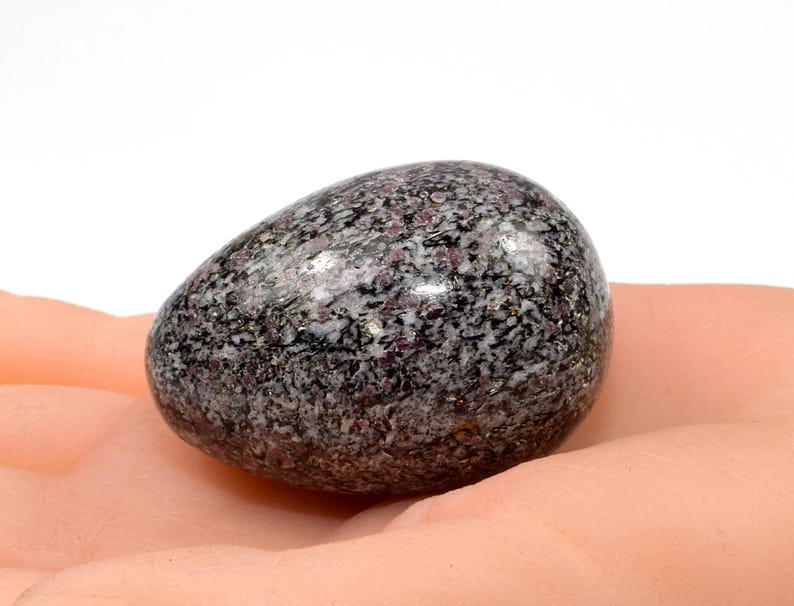 Red Ruby Spinel in Sparkling Biotite Matrix Carved Egg Polished 52mm ...