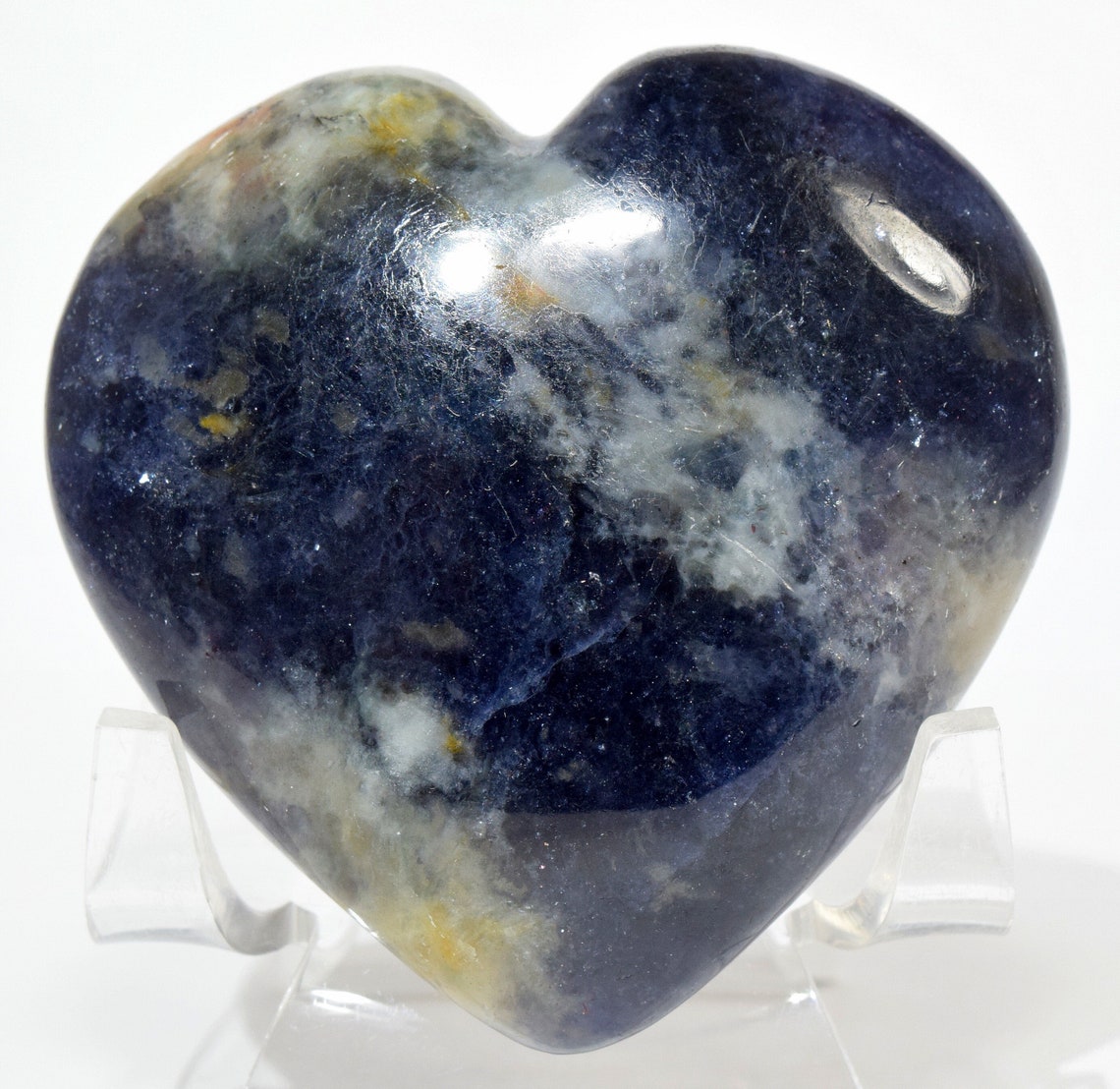 Blue Iolite W/ Inclusions Heart Polished 61mm Natural Sparkling ...