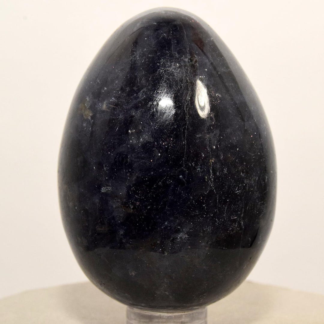 Deep Blue Iolite W/ Inclusions Carved Egg Polished 58mm 140g Natural ...