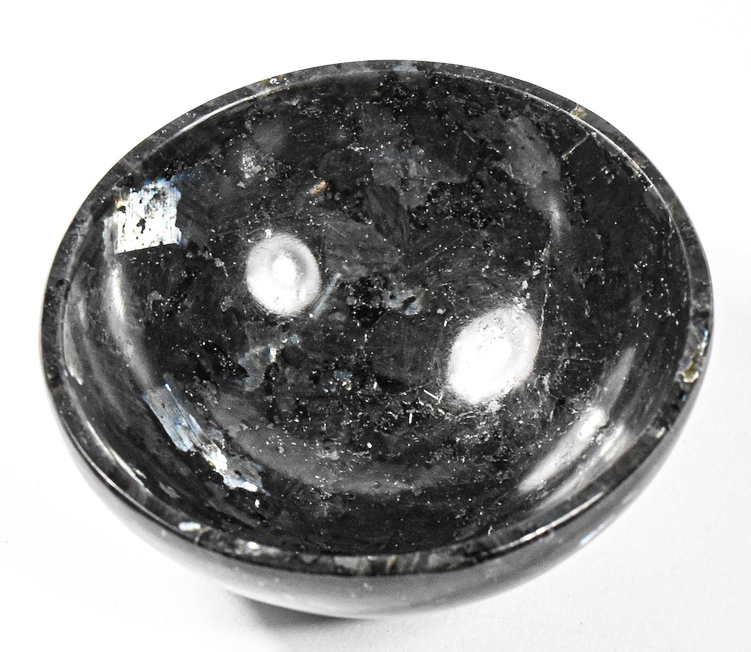 Larvikite Monzonite Bowl Polished 78mm 85g Natural Sparkling Black ...