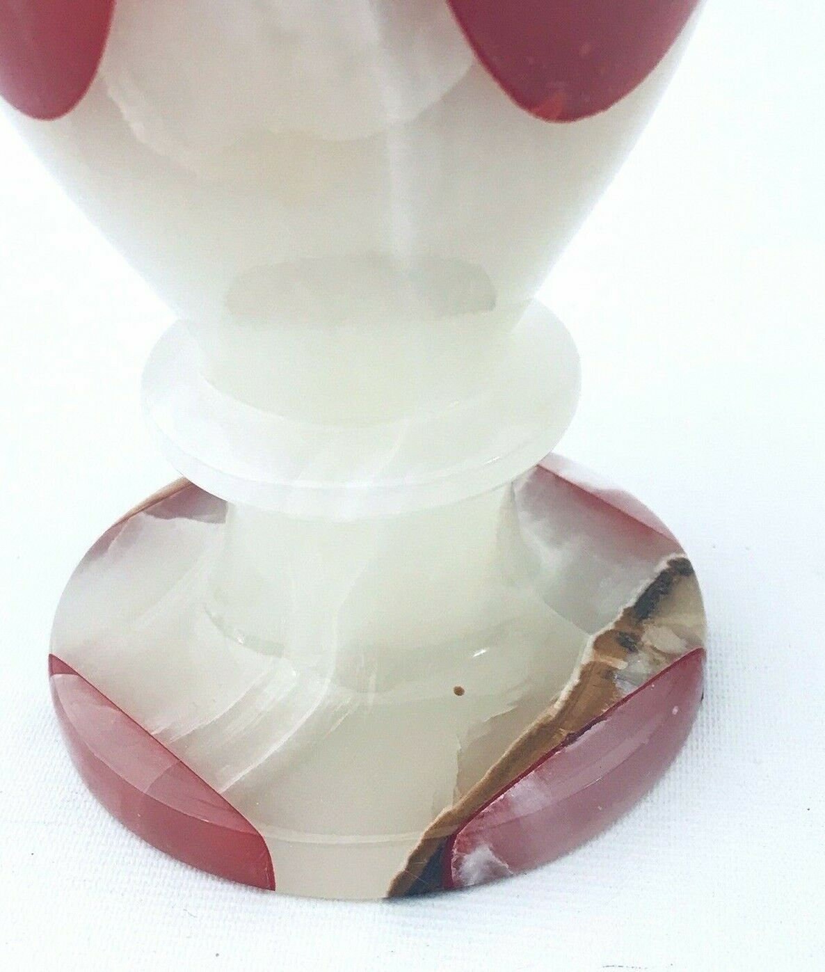 White Onyx W/ Red Oval Circles Décor Carved Vase Polished - Etsy