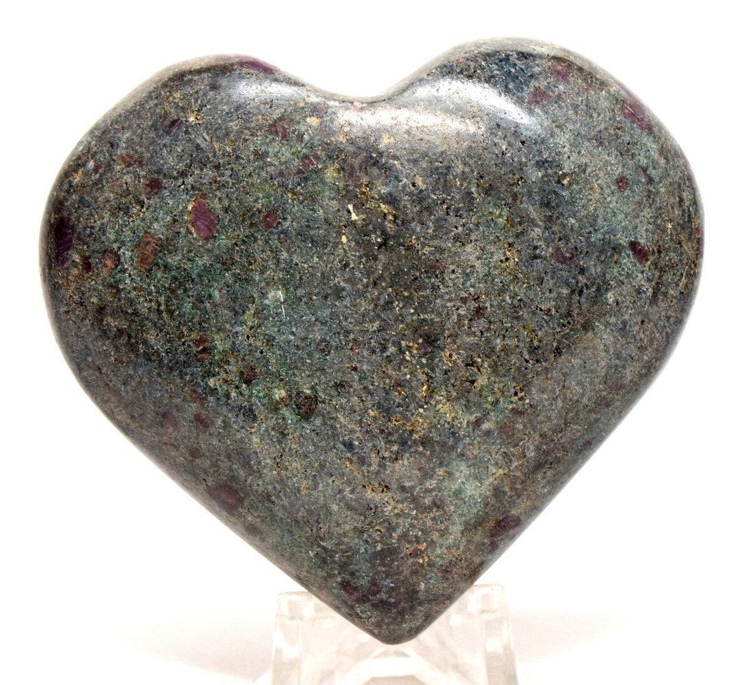 Fuchsite W/ Purple Red Ruby & Blue Kyanite Inclusions Carved Heart ...