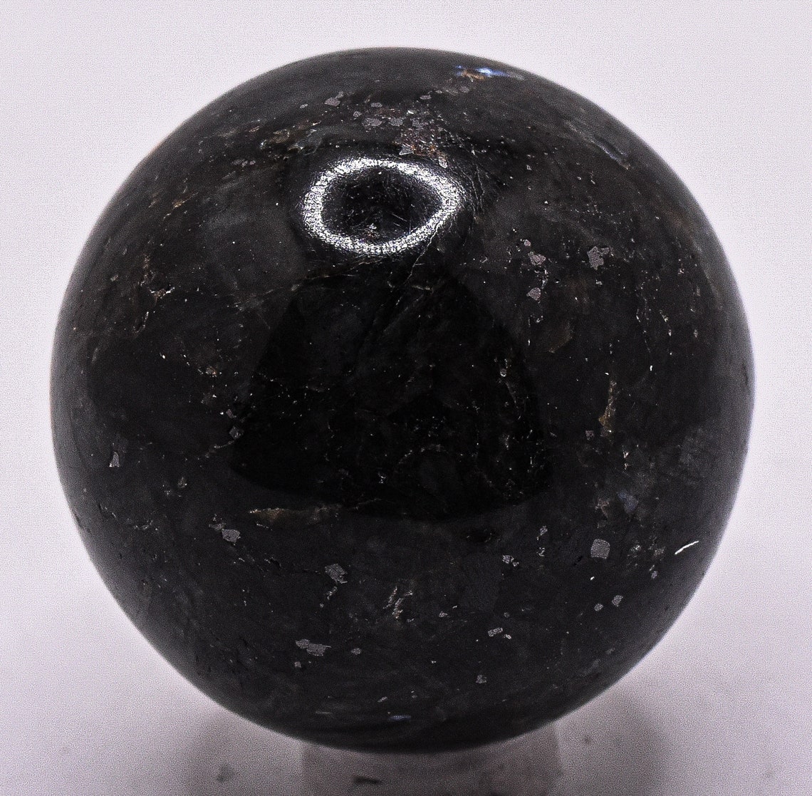 Dark Black Larvikite Monzonite W/ Pyrite Inclusions Sphere Polished ...