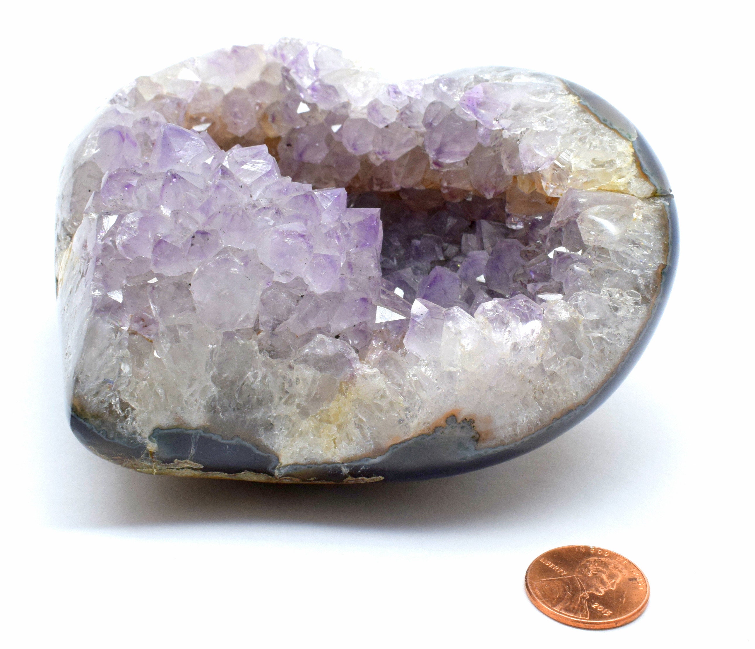 Awesome Purple Amethyst Geode w/ Agate Border & Back Carved | Etsy