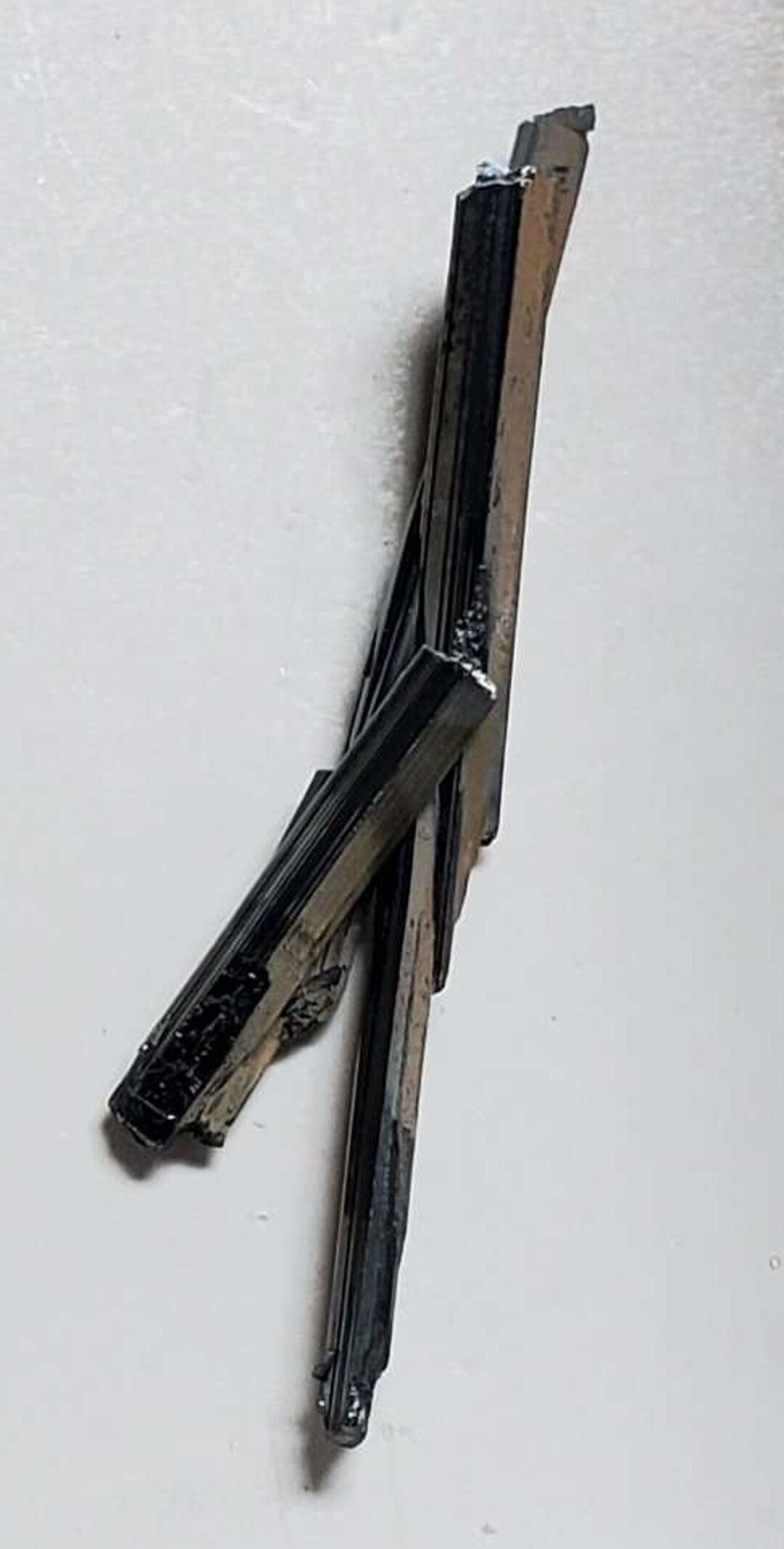 Metallic Stibnite Double Blades Points Mineral Cluster Specimen Natural ...