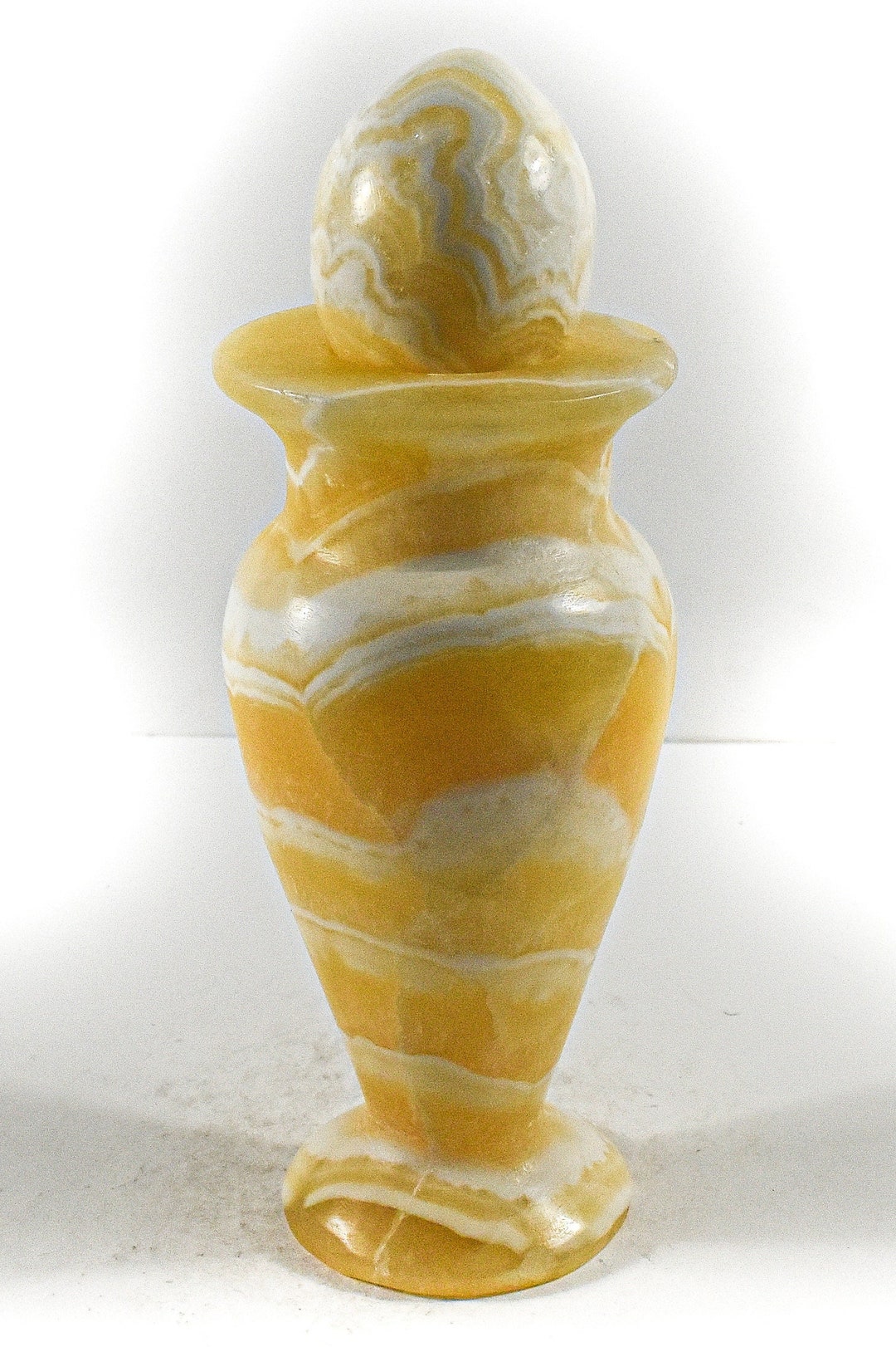 Golden Honey Egyptian Calcite Marble Banded Vase W/ Egg Stopper ...