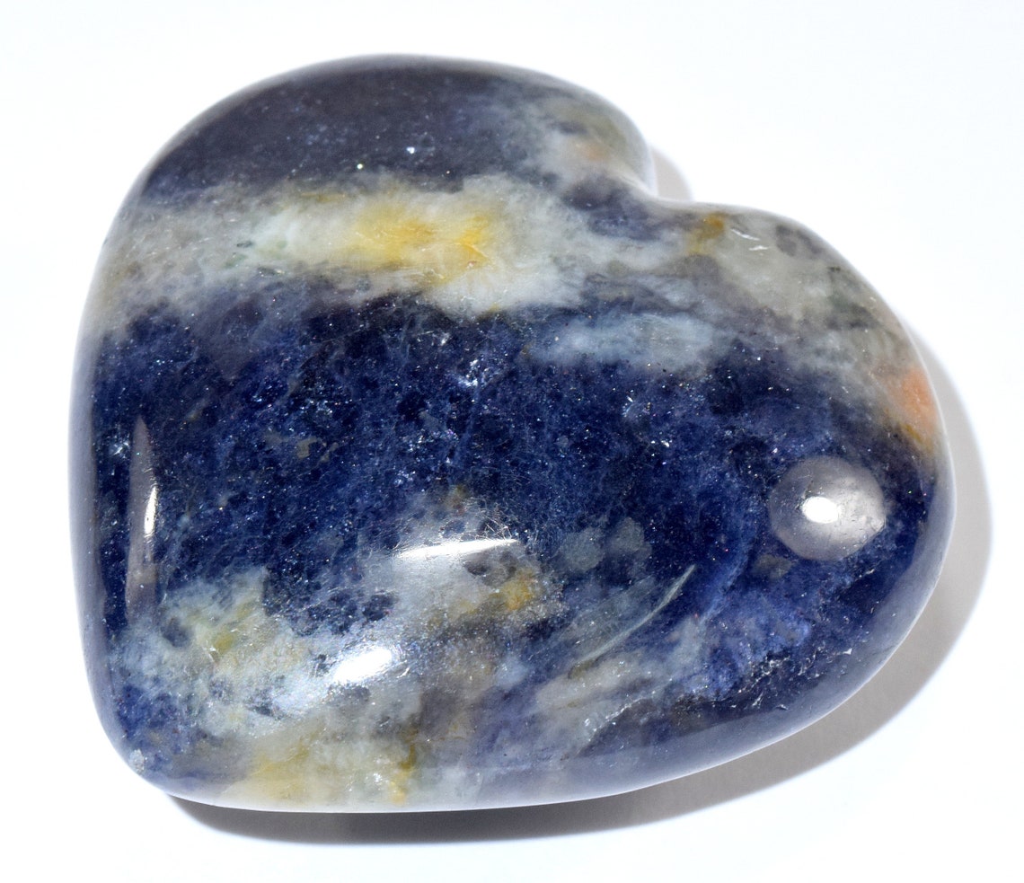 Blue Iolite W/ Inclusions Heart Polished 61mm Natural Sparkling ...