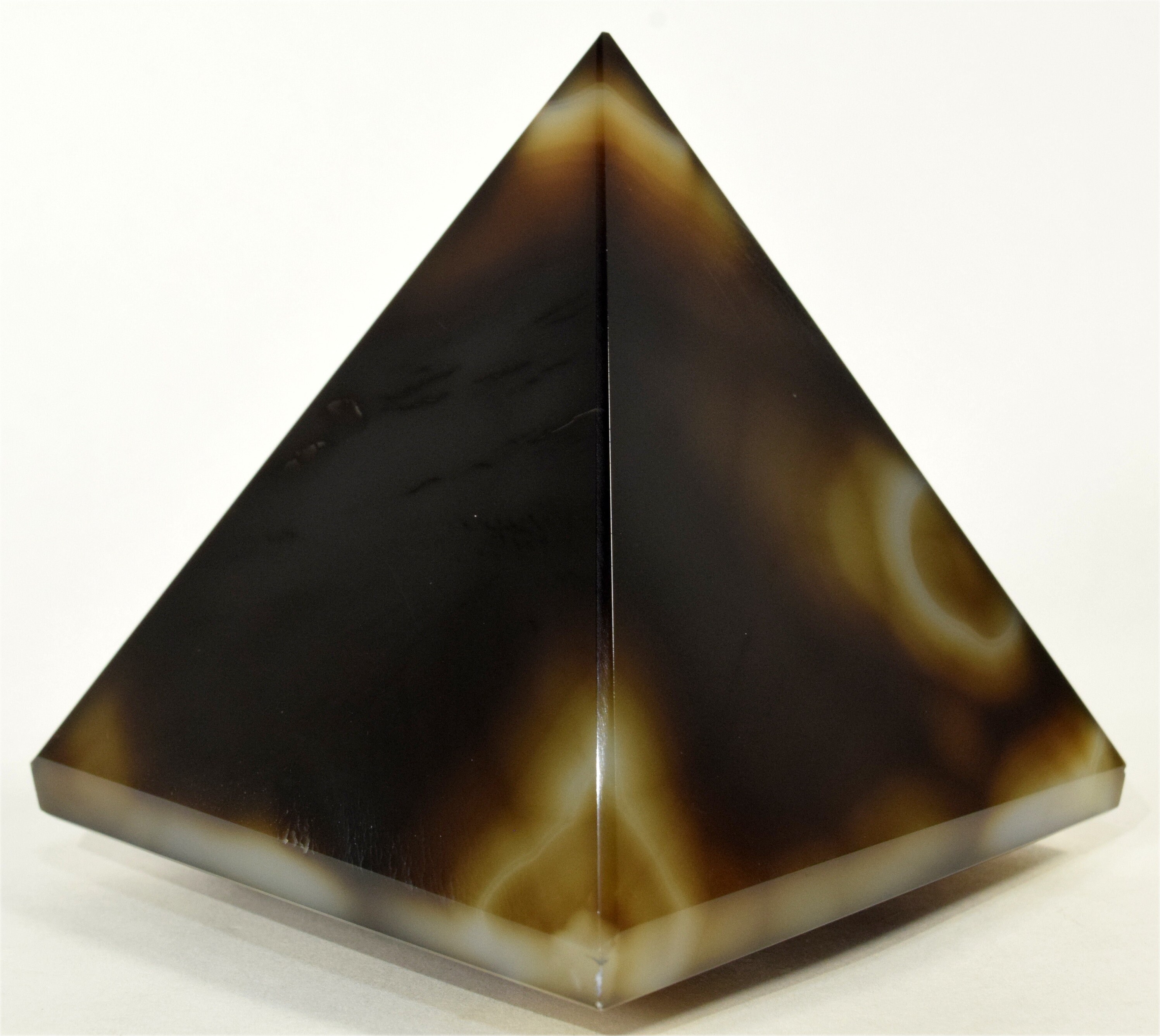 Banded Agate w Rainbow Sparkling Quartz Pyramid Polished 61mm 210g ...