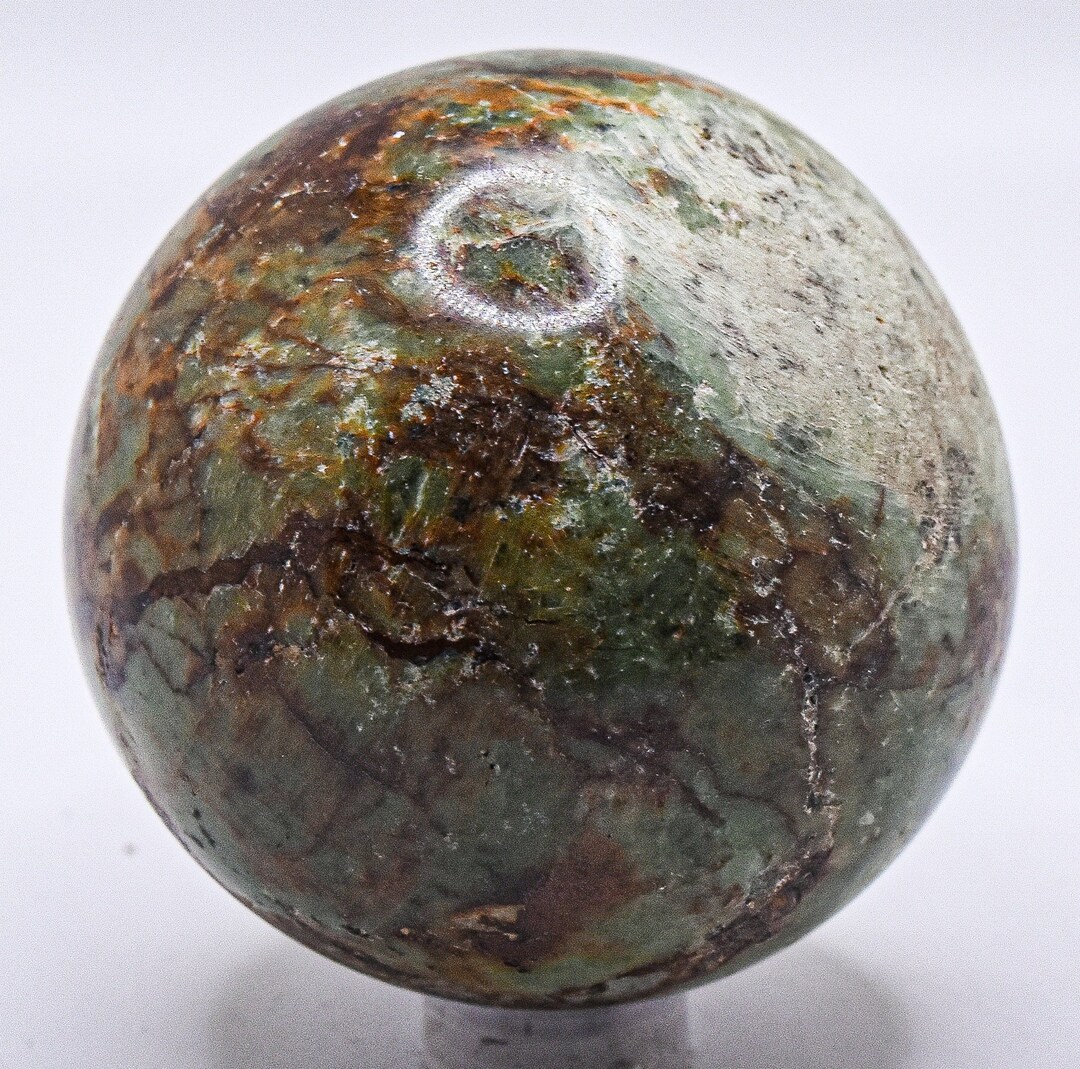Chrysoprase Carved Sphere Polished 55mm 210g Natural Green W/ Orange ...