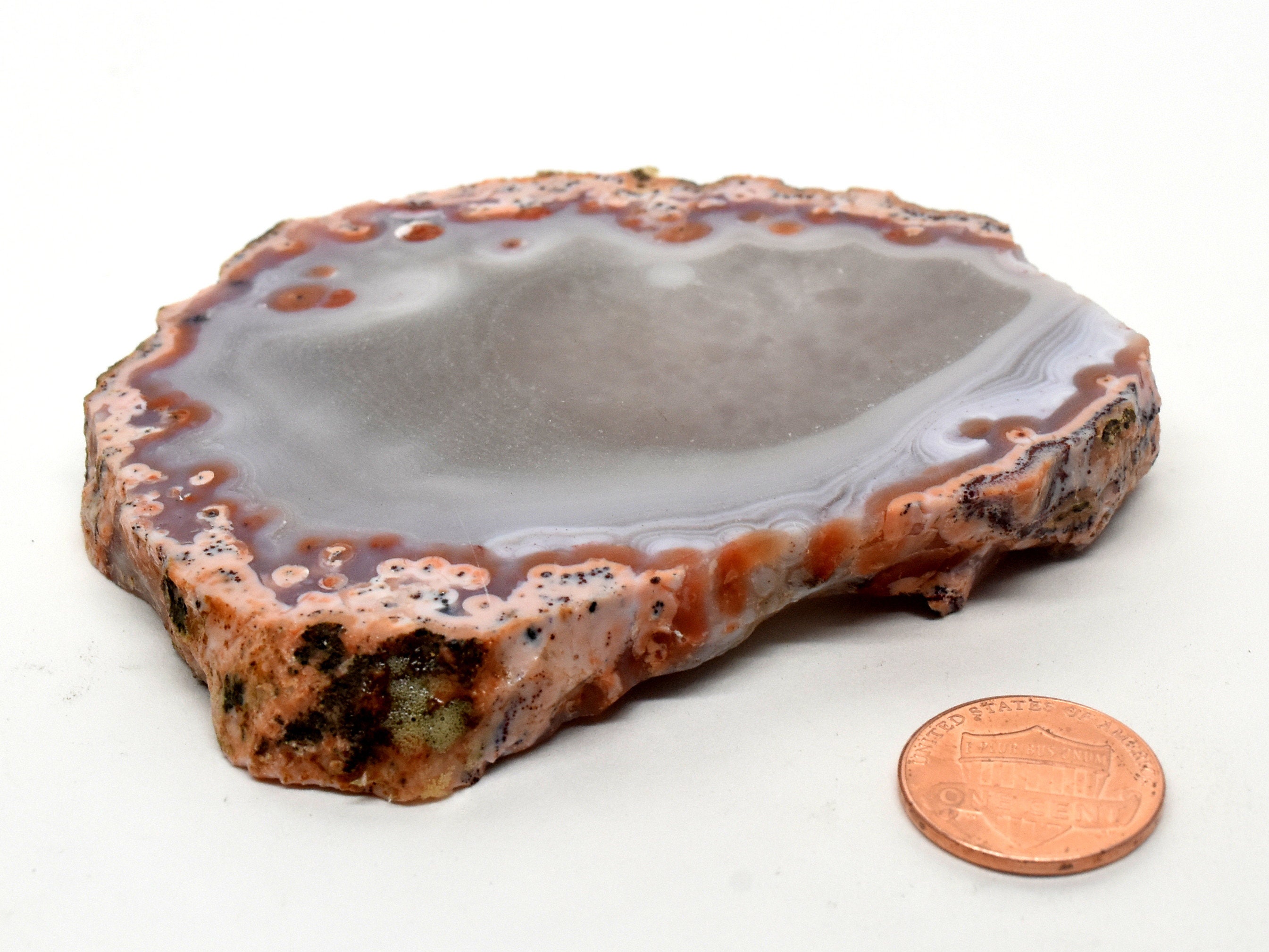 Red Orange Orbicular Orbs Berber Agate Carved Slab 88mm 130g Banded ...