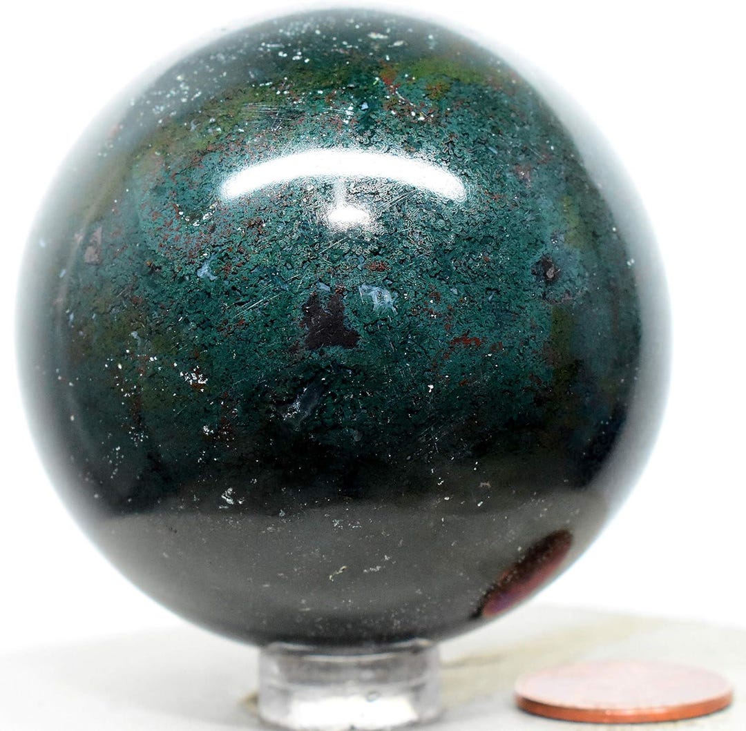 Rich Deep Green W/ Red Bloodstone Sphere Polished 56mm 250g Natural ...