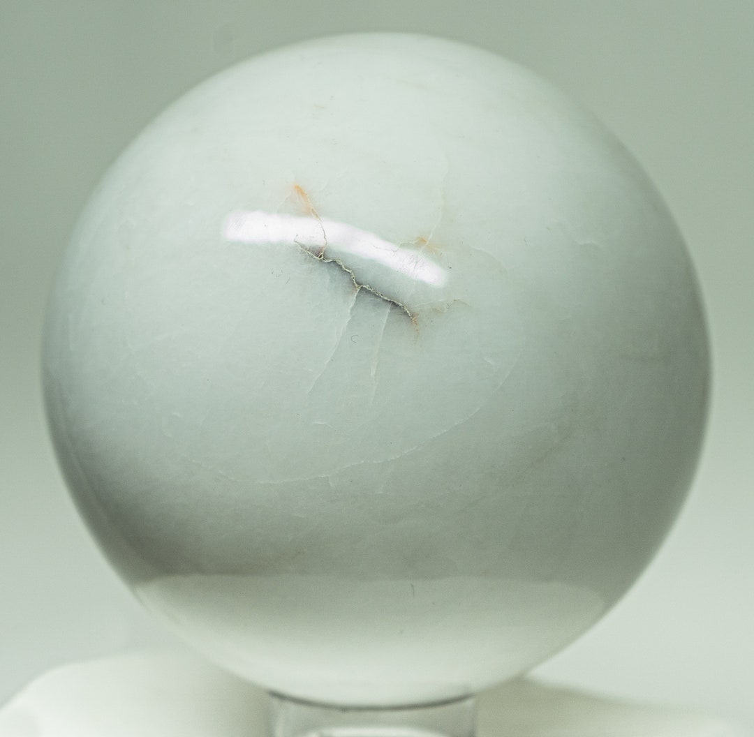 White Chalcedony Agate Carved Sphere Polished Large 102mm 3.2lbs ...