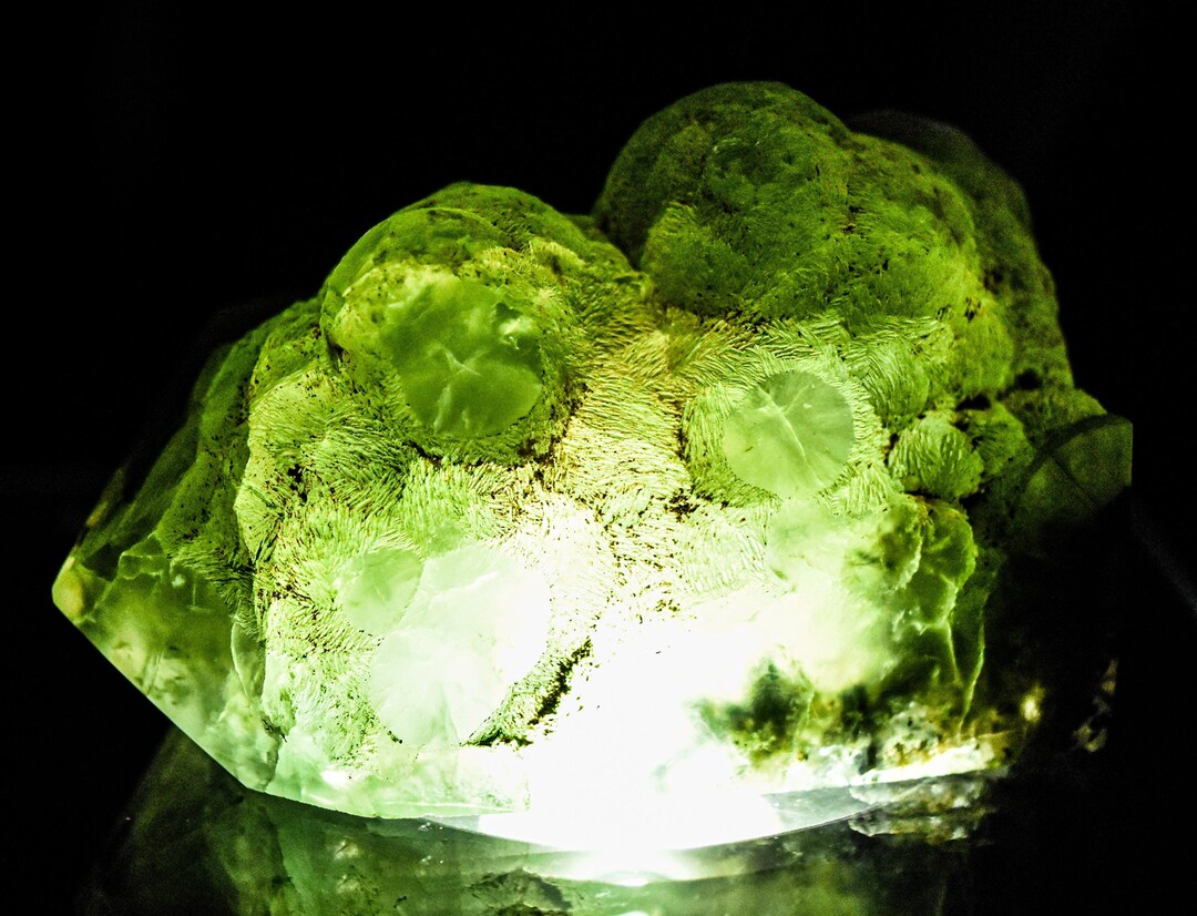 Botryoidal Green Prehnite W/ Epidote & Cut Sides Cluster Natural 68mm ...