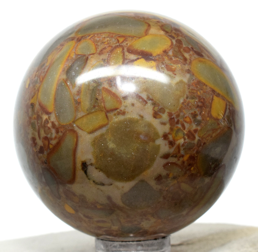 Fancy Bamboo Leaf Jasper Carved Sphere Polished 48mm 165g Natural ...