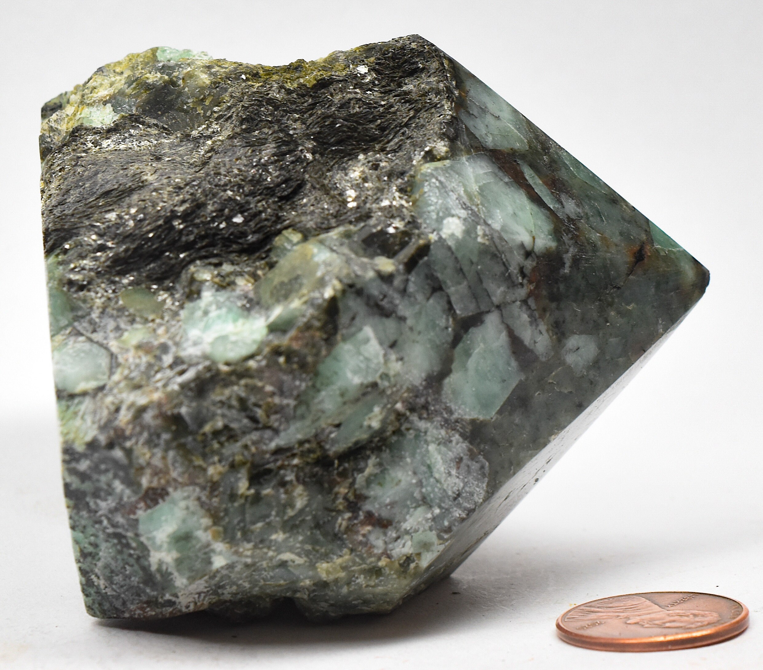 Green Emerald Rough in Rock Matrix Carved Into Point 68mm 325g ...