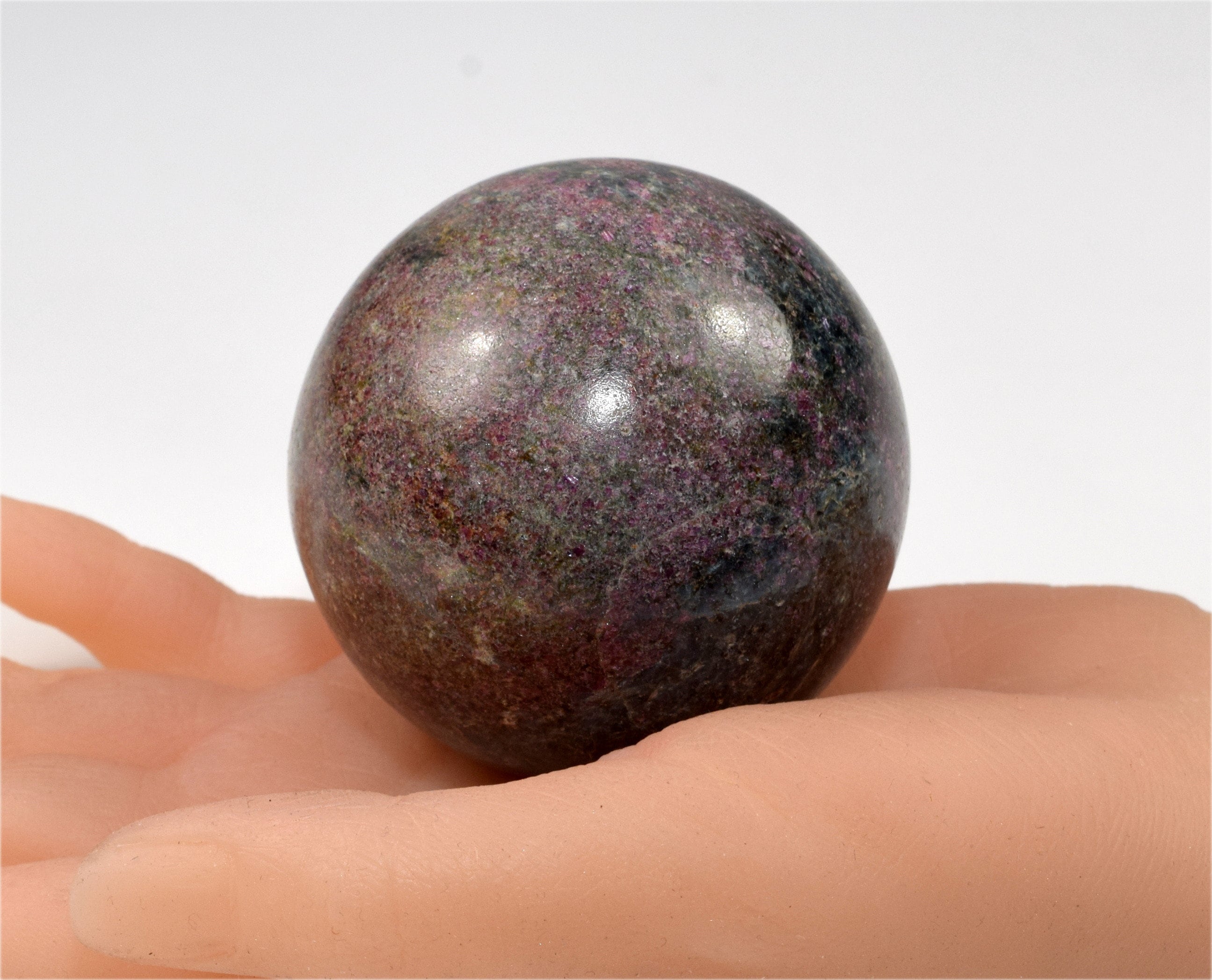 Gorgeous Blue & Green Kyanite W/ Red Ruby Carved Sphere Polished 58mm ...