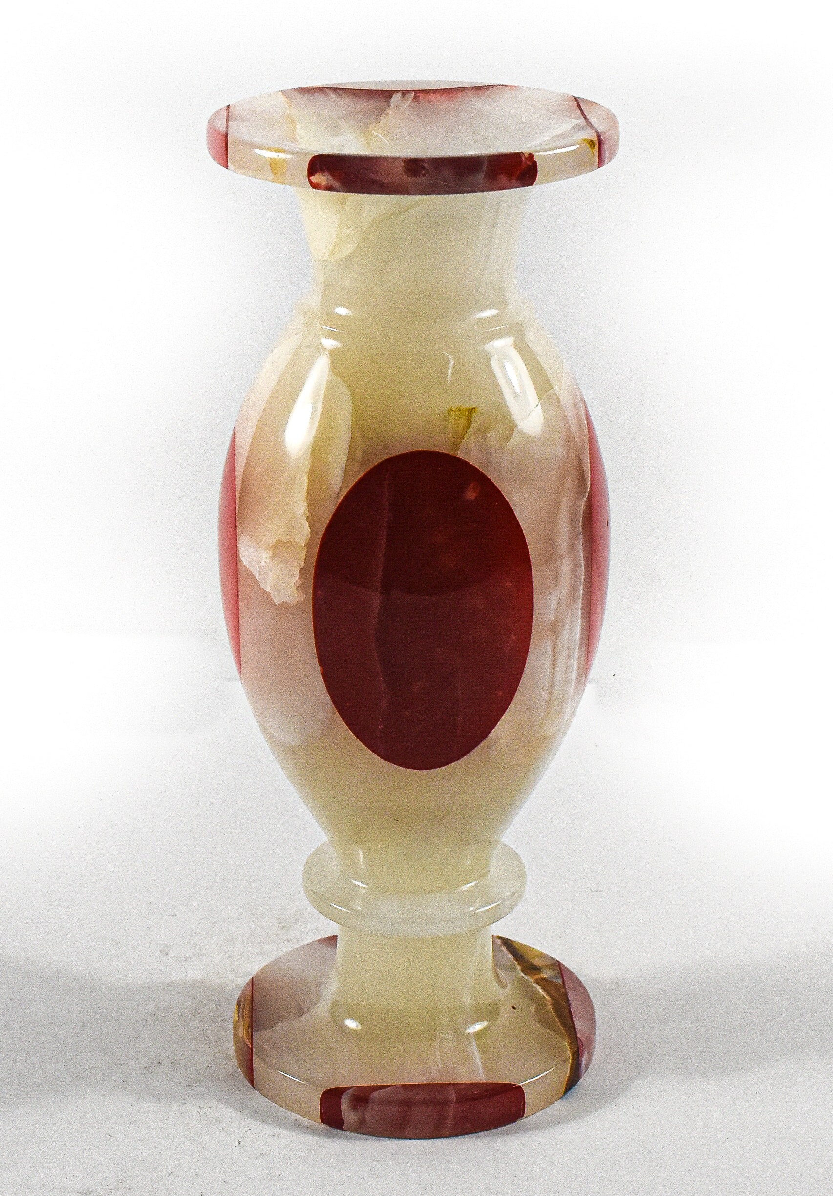 White Onyx W/ Red Oval Circles Décor Carved Vase Polished - Etsy