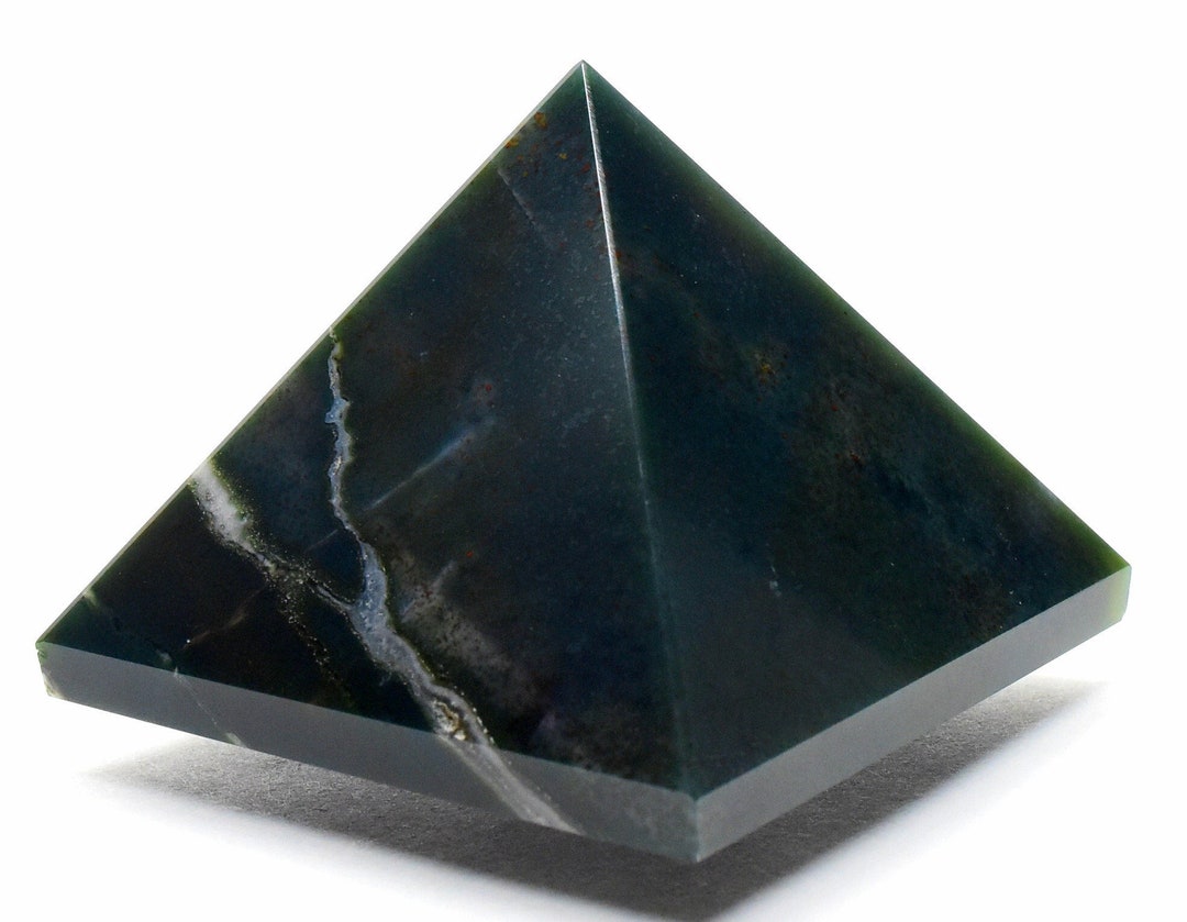 Dark Green W/ Blue Red Orange Bloodstone Carved Pyramid Polished 55mm ...