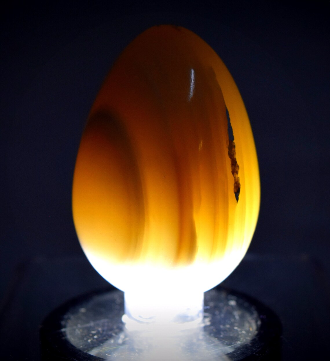Banded White Chalcedony Agate W/ Quartz Carved Egg Polished 54mm 105g ...