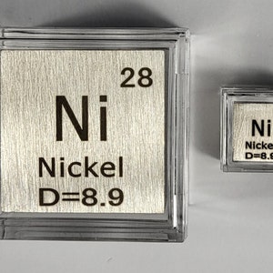 Nickel Cubes Pair in Acrylic Box - 25.4mm (1") + 10mm (0.39") up to 99. ...