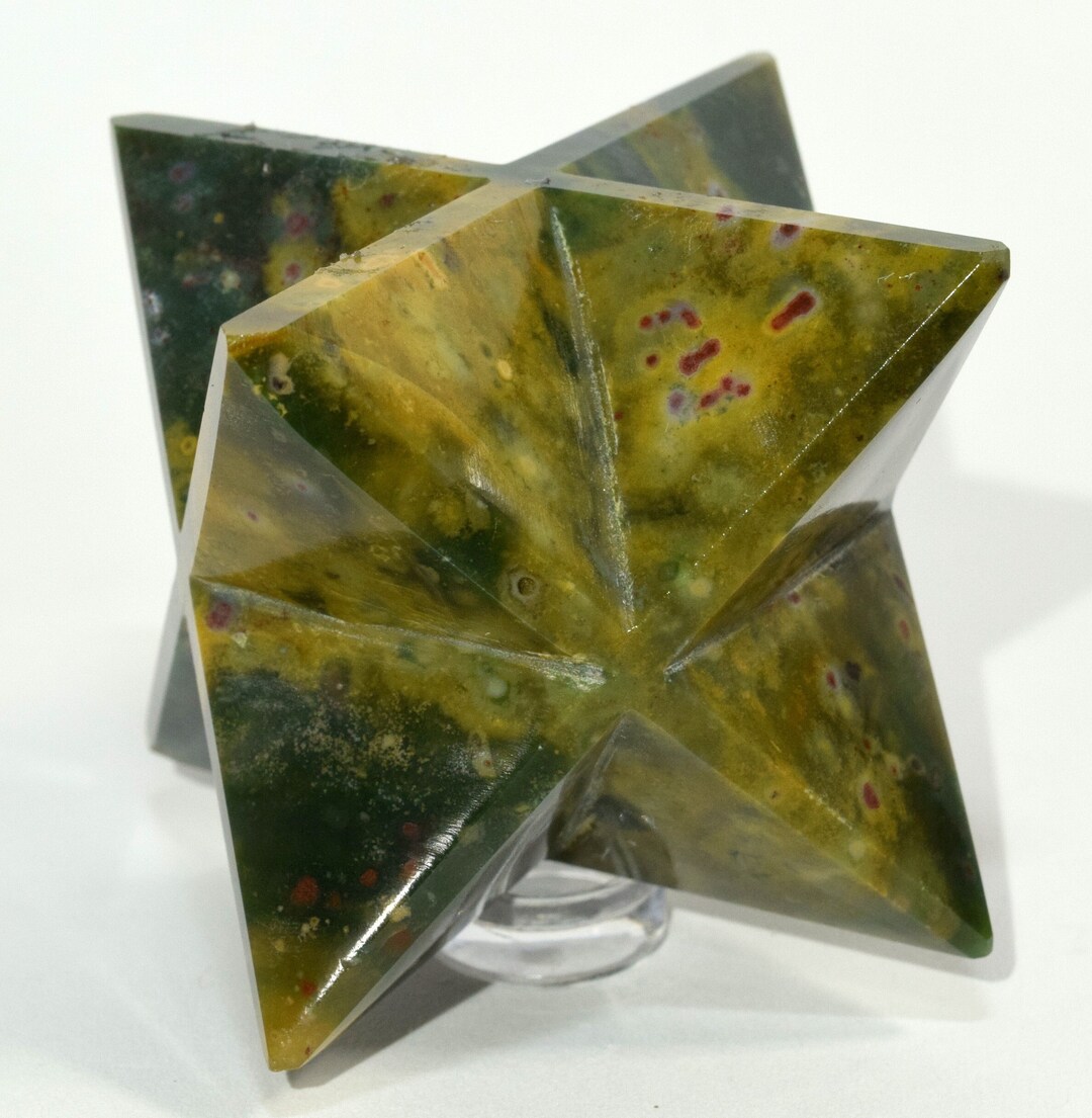 Green Yellow Bloodstone W/ Red Dots 8 Point Merkaba Star Polished 77mm ...
