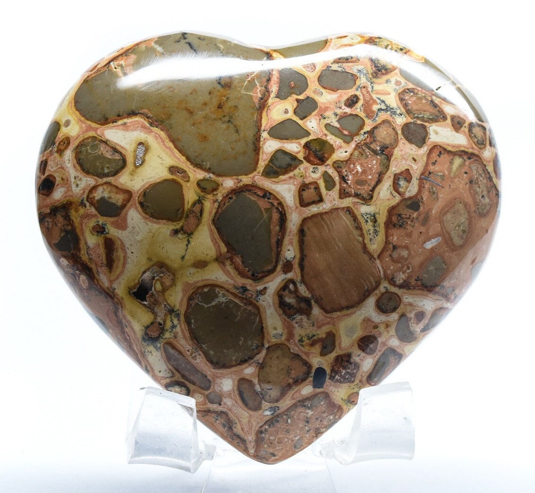 Leopardite Jasper Carved Heart Polished 69mm 175g Natural Multicolor ...