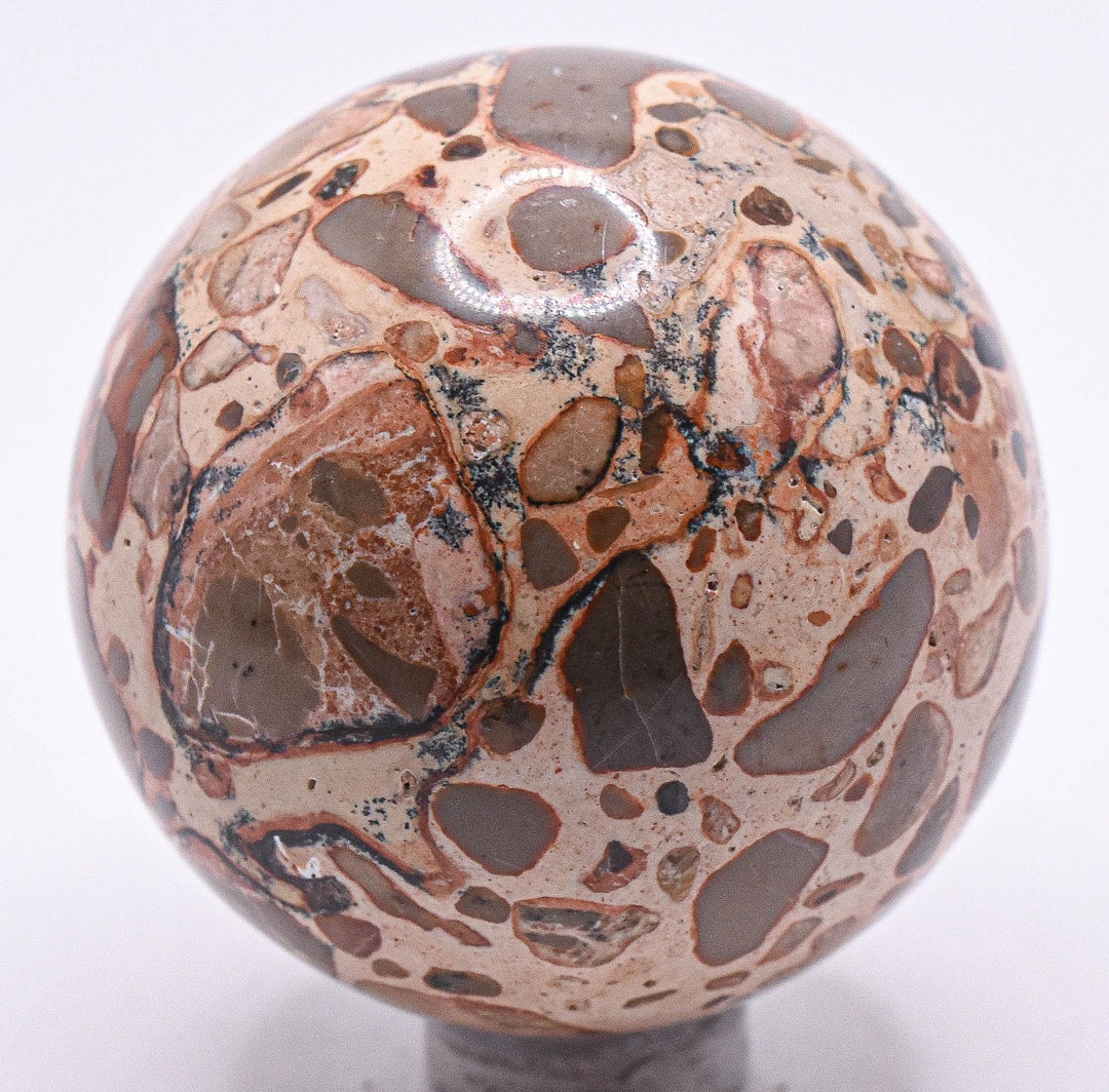 Leopardite Leopard Skin Jasper W/ Black Dendrites Carved Sphere ...