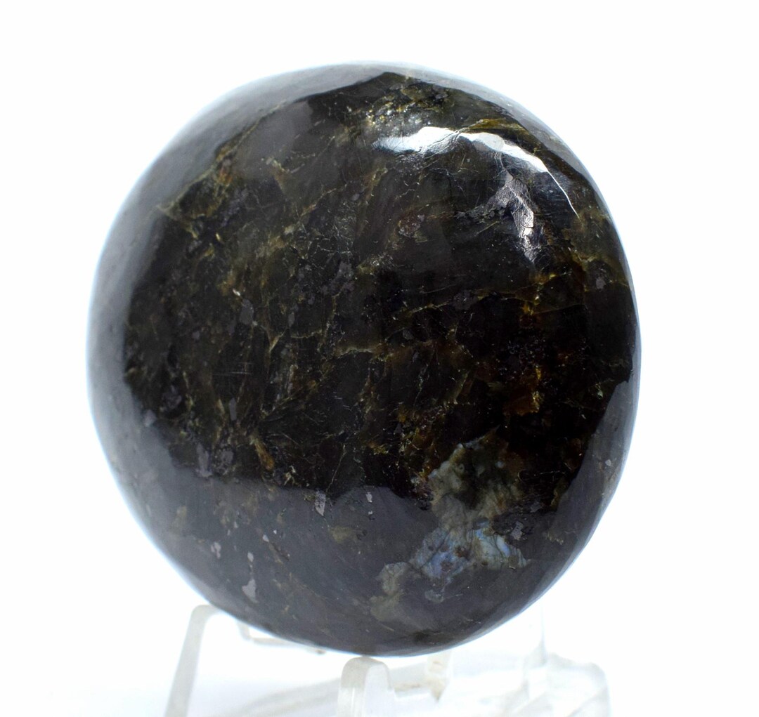 Sparkling Dark Larvikite Carved Palm Stone Polished 61mm 90 Natural ...