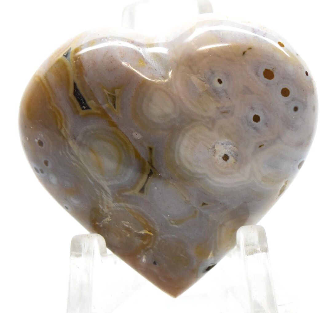 Orbicular Orbs Ocean Jasper Carved Heart Polished Small 35mm 115ct ...