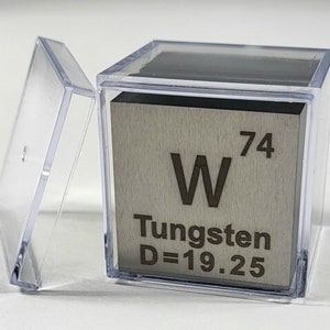 38.1mm 1.5" Tungsten Wolfram Metal Cube 1KG! in Acrylic Box up to 99.9% ...
