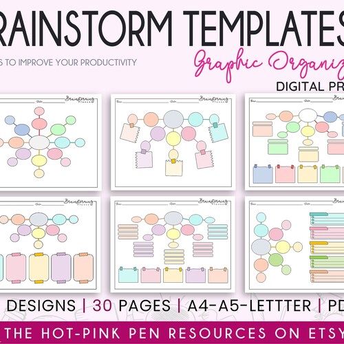 Brainstorm Templates 1 Brainstorming Printables Graphic - Etsy