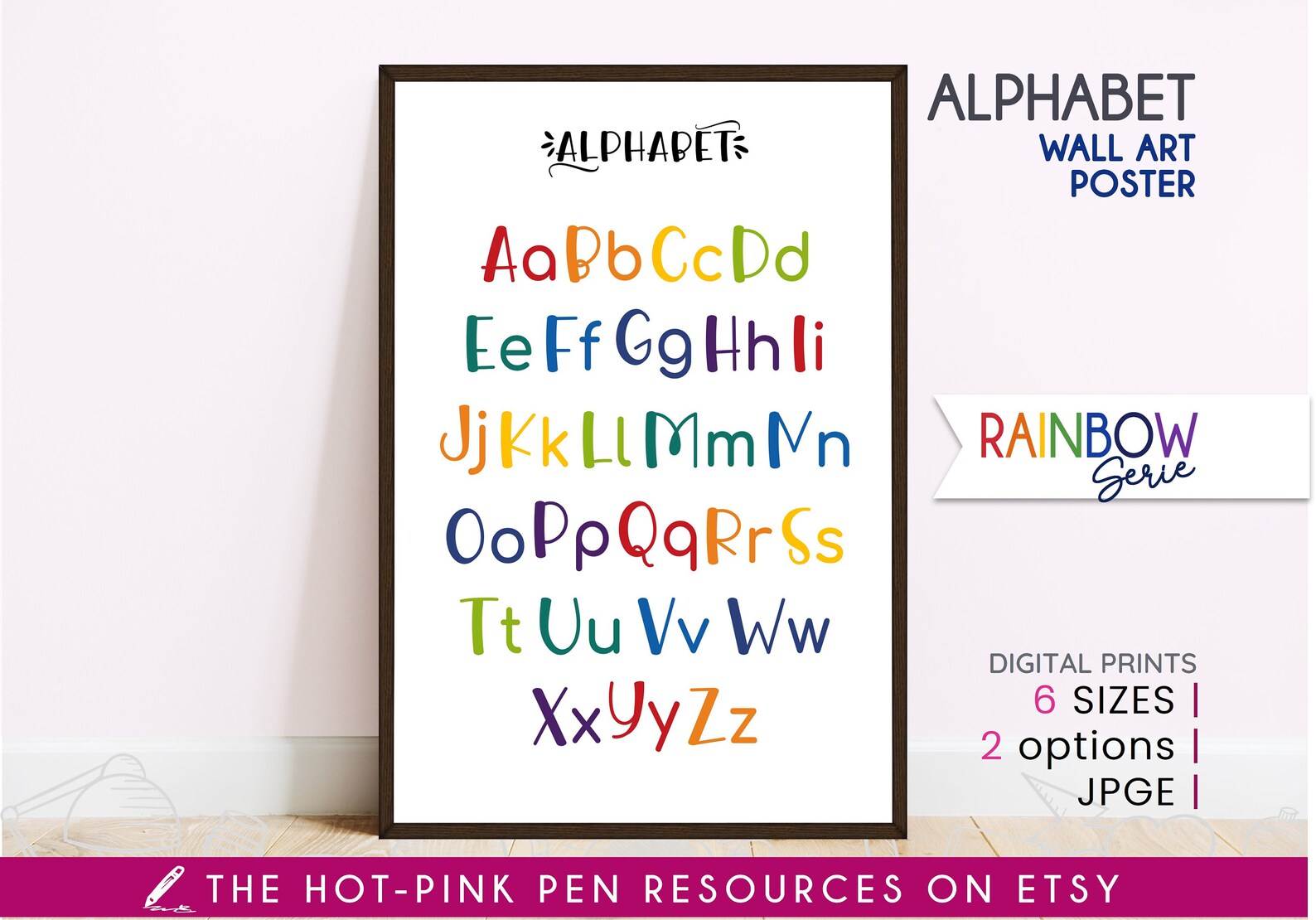 Rainbow ABC Wall Art Print | Rainbow Alphabet Poster | Montessori ...