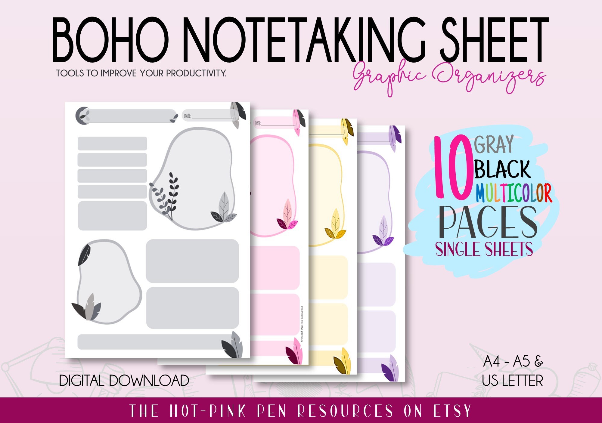 Note Taking Sheet Notebooking Template Sketchnotes | Etsy