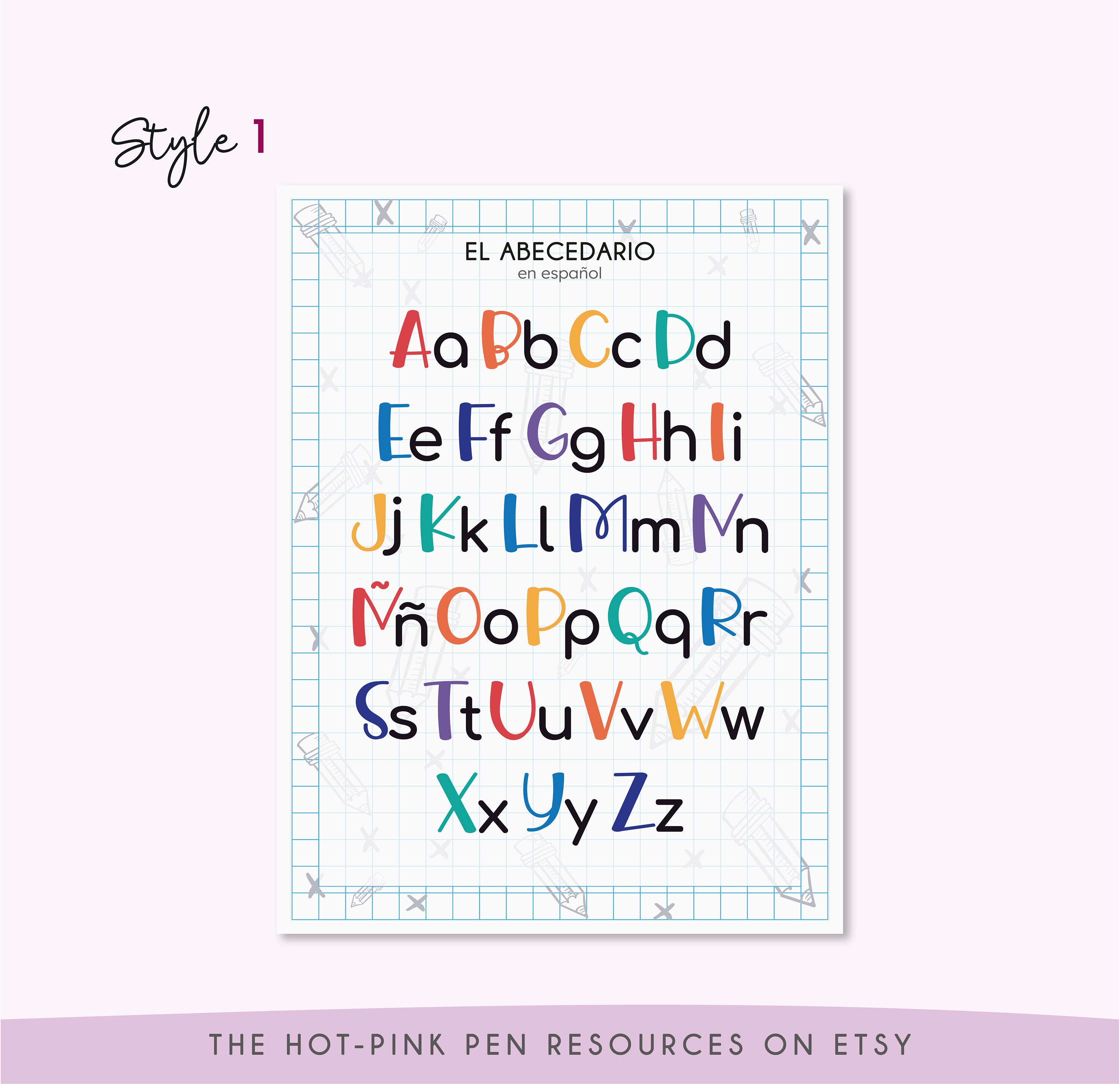 Spanish Alphabet Poster Spanish ABC Wall Art Poster Del Abecedario ...