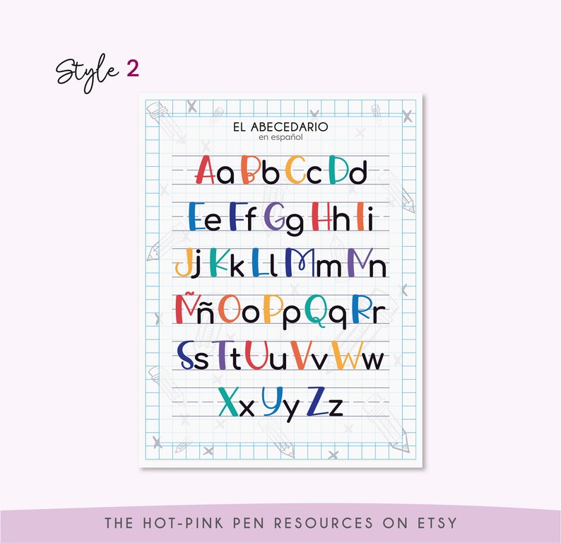 Spanish Alphabet Poster | Spanish ABC Wall Art | Poster Del Abecedario ...