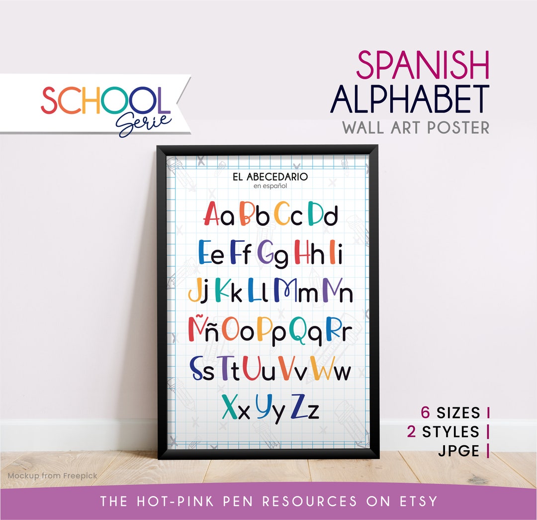 Spanish Alphabet Poster Spanish ABC Wall Art Poster Del Abecedario ...
