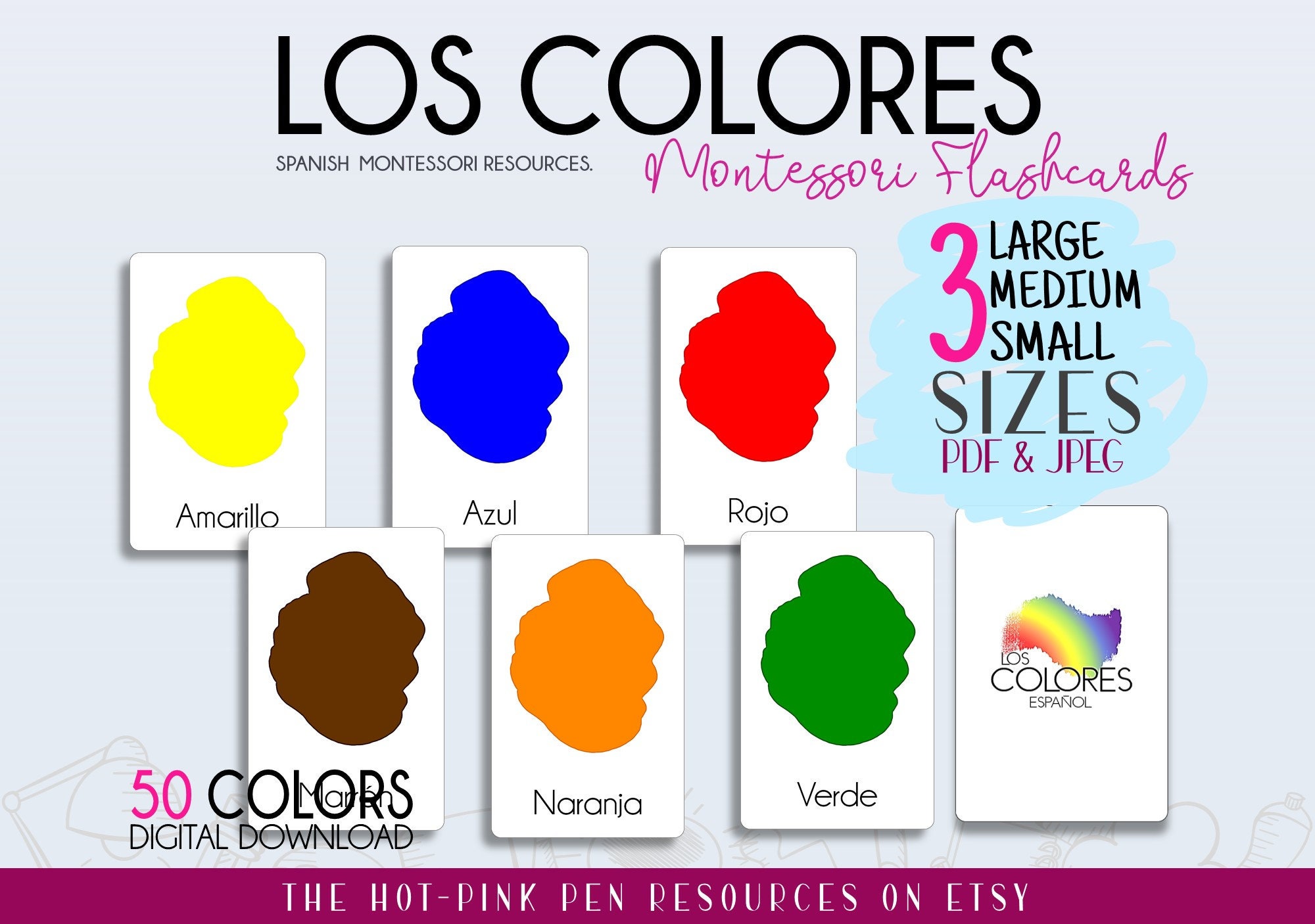 Spanish Colors Flashcards Montessori Los colores Montessori - Etsy España