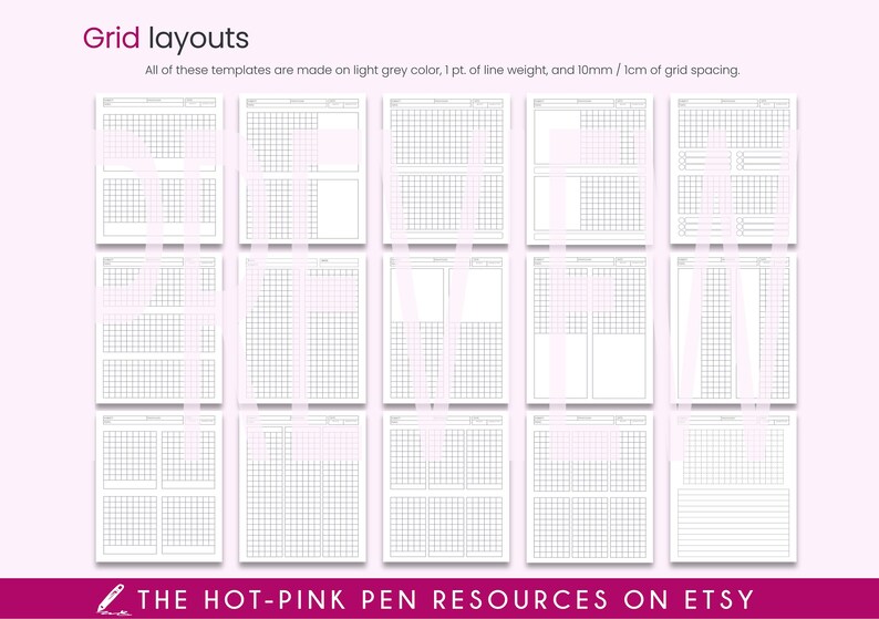 Grid Note Template | Math Note-taking Papers | Grid Printable Note ...