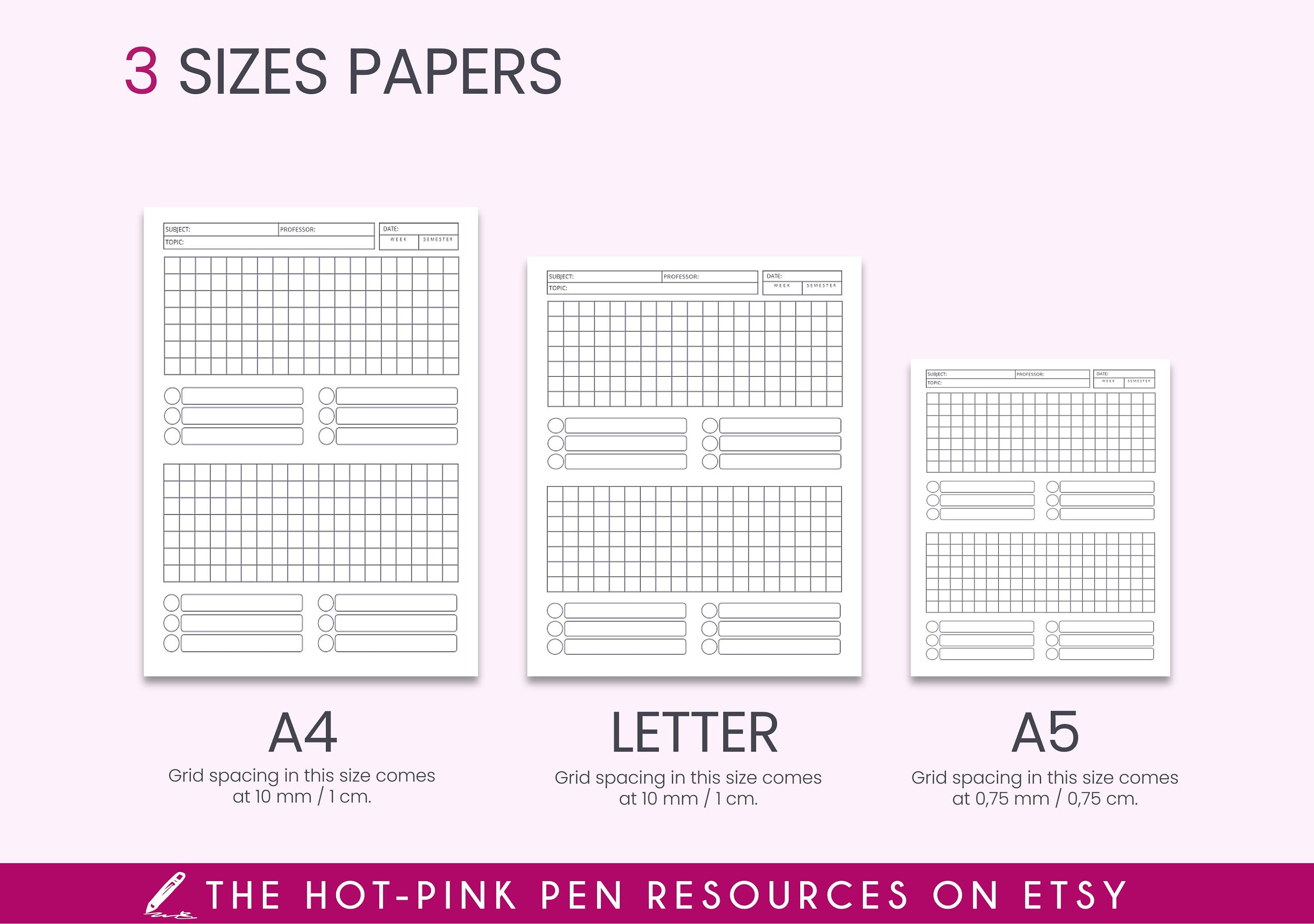 Grid Note Template | Math Note-taking Papers | Grid Printable Note ...