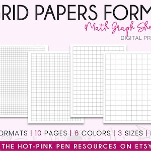 Grid note-taking papers Graph printable sheets Math | Etsy