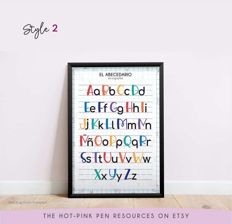 Spanish Alphabet Poster Spanish ABC Wall Art Poster Del Abecedario ...