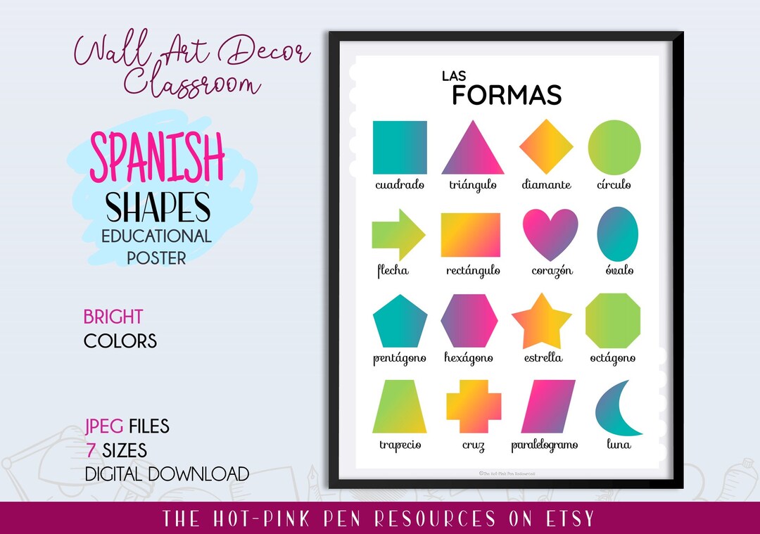 Spanish Shapes Wall Art | Las Formas Deco Classroom Posters | Learning ...